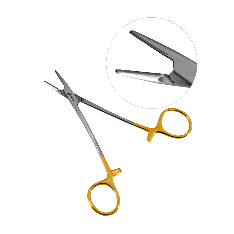 Webster Needle Holder Left Hand 4 3/4" Serrated Jaws - Tungsten Carbide ...